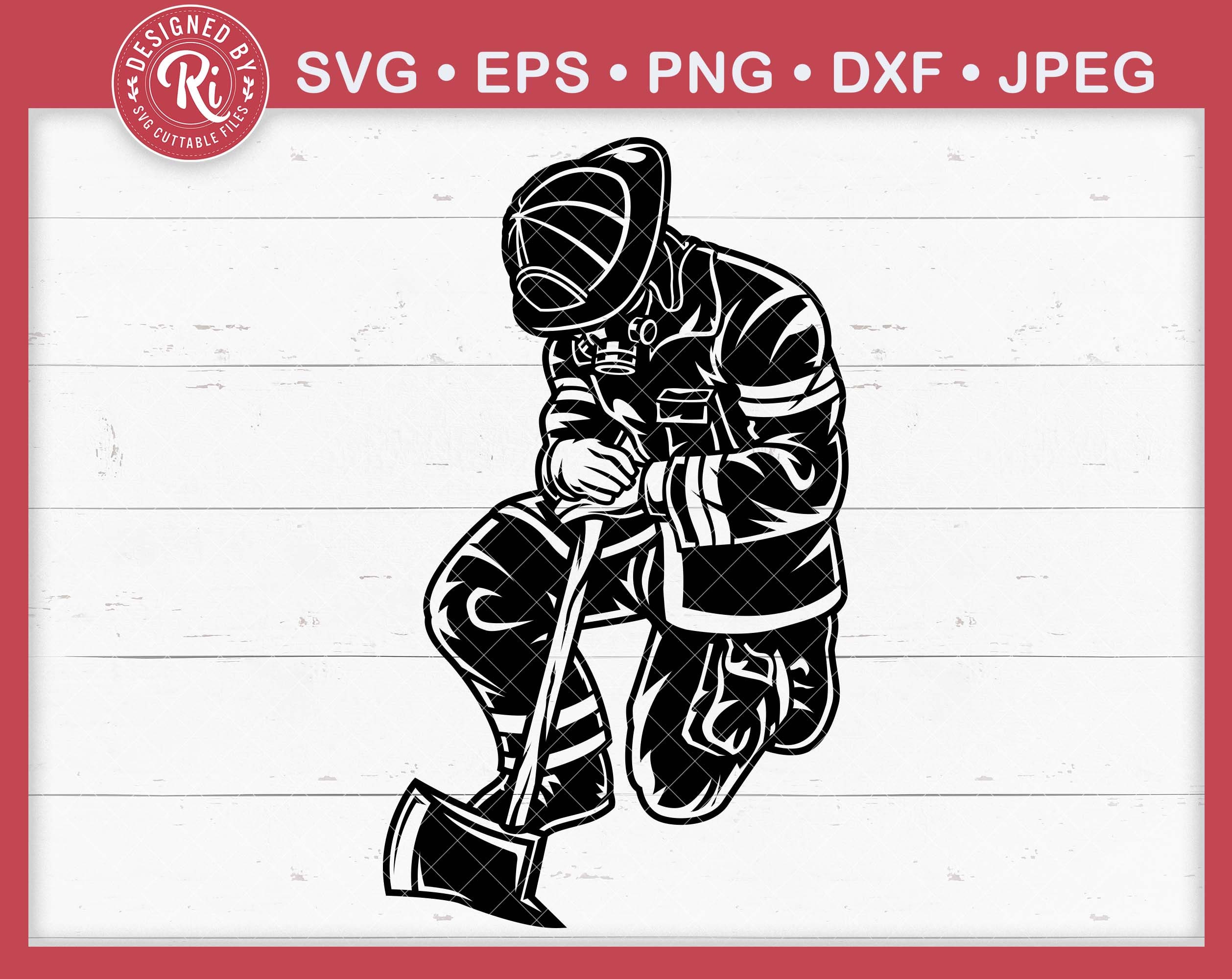 Kneeling Praying Firefighter With Fireman's Axe Svg Fire - Etsy