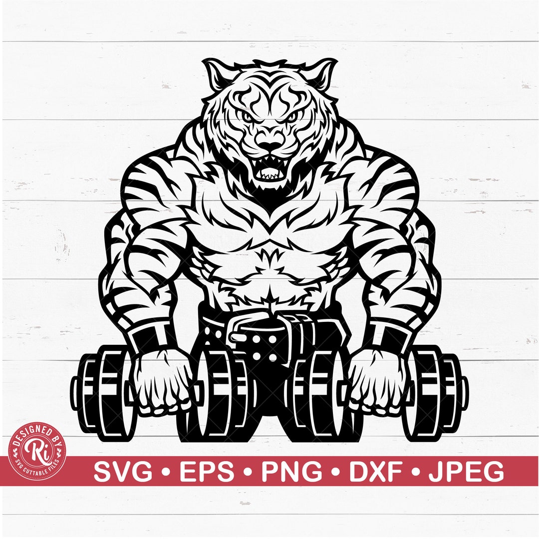 Tiger Body Builder Dumbell Svg, Beast Mode Eps, Gym Shirt Jpg, Workout ...