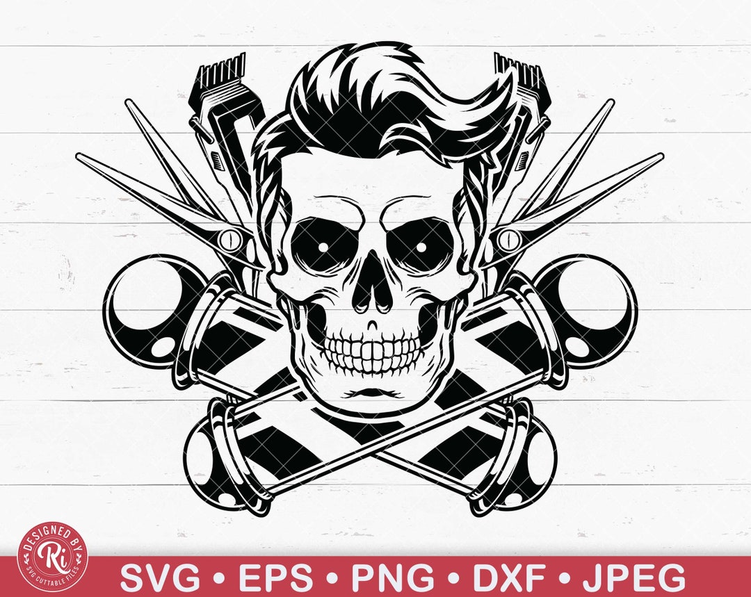 Skull Barber Svg, Barber Shop Logo, Barber Pole, Hair Stylist, Hair ...