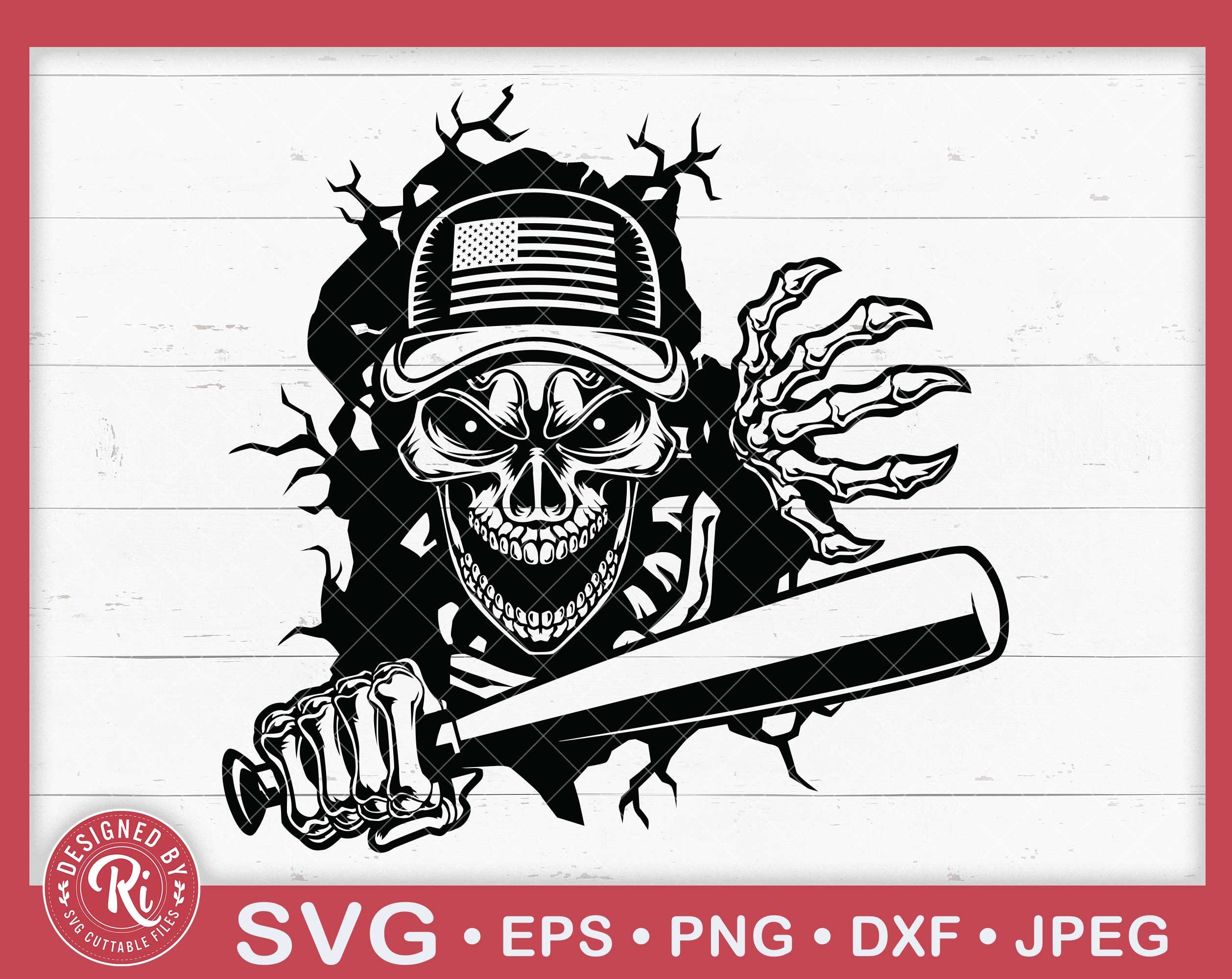Smashed Wall Baseball Skull Svg Baseball Svg Baseball - Etsy
