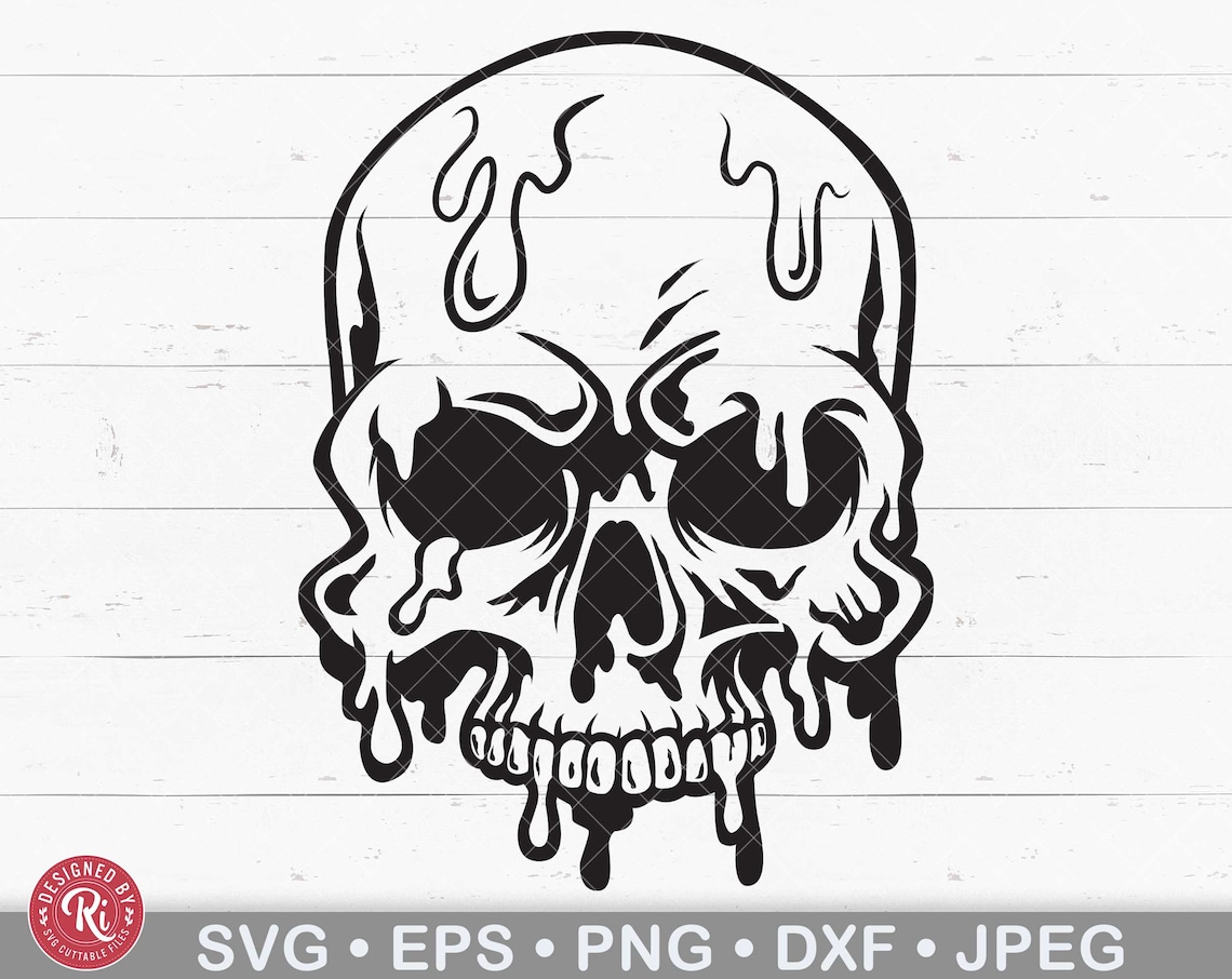 Skull Drip Svg Dripping Skull Svg Melting Skull Skeleton - Etsy