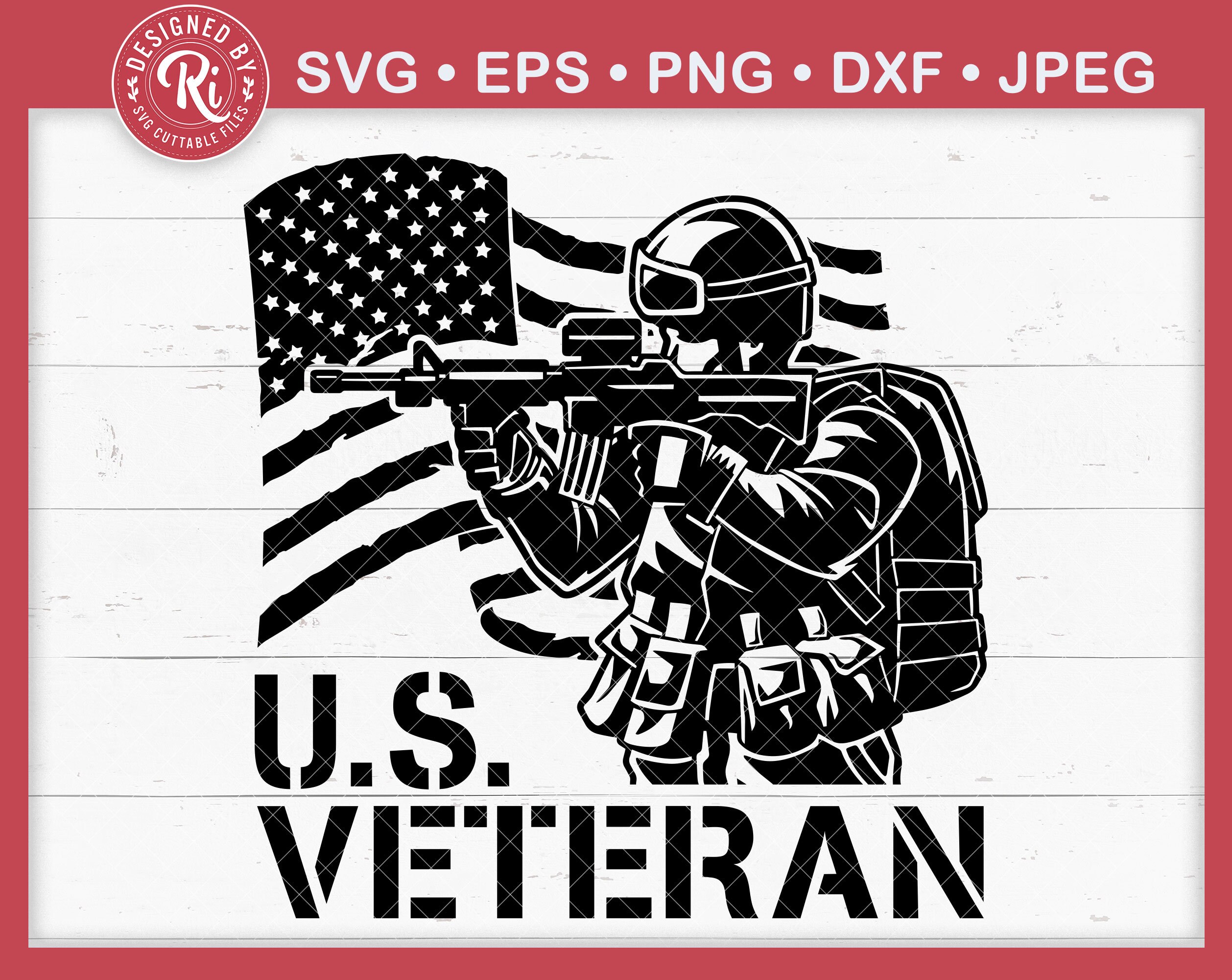 US Veteran With American Flag Svg Military Army Patriotic - Etsy