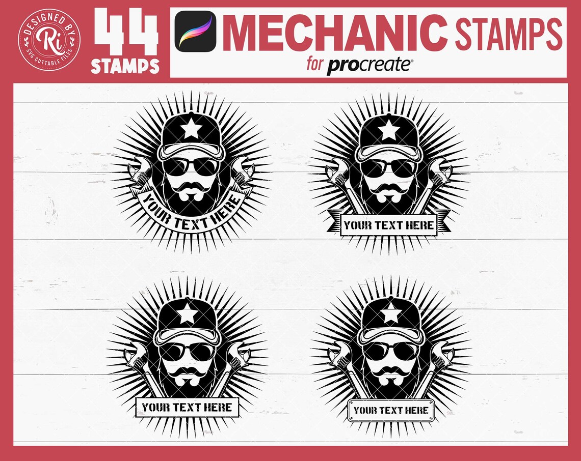 Procreate Mechanic Stamps, Procreate Skull Stamps, Procreate Garage ...