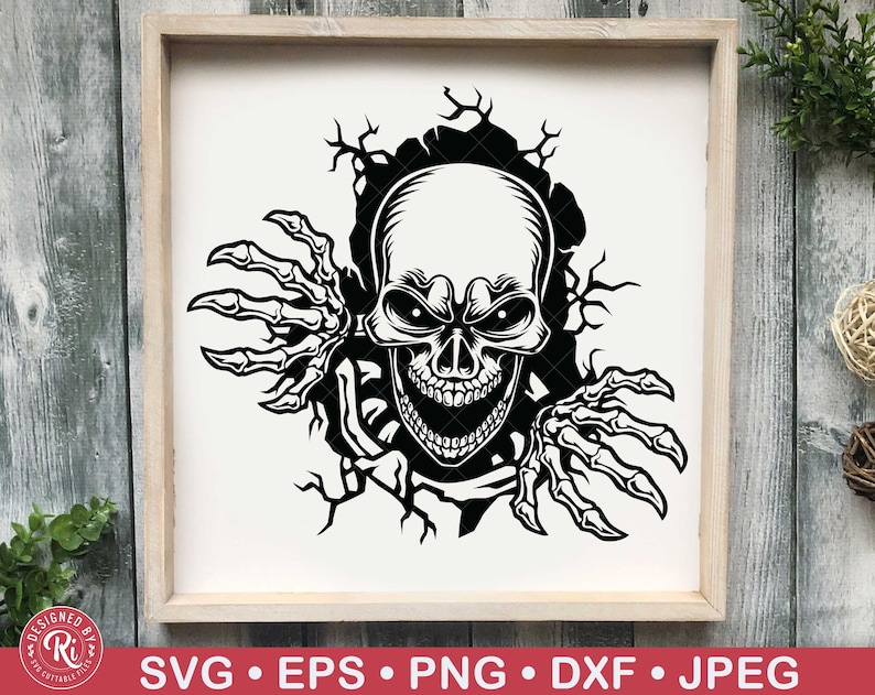 Skeleton Smashing Wall Svg Skeleton Break the Wall Cracked - Etsy