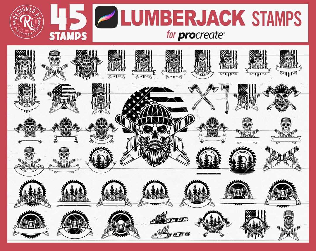 Procreate Lumberjack Stamps, Logging Procreate Brush, Woodworking ...