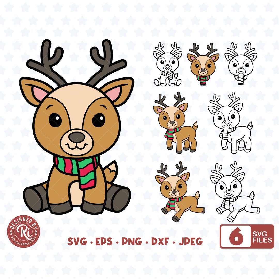 Rudolph the Reindeer Svg Bundle, Cute Reindeer Eps, Christmas Deer Jpeg ...