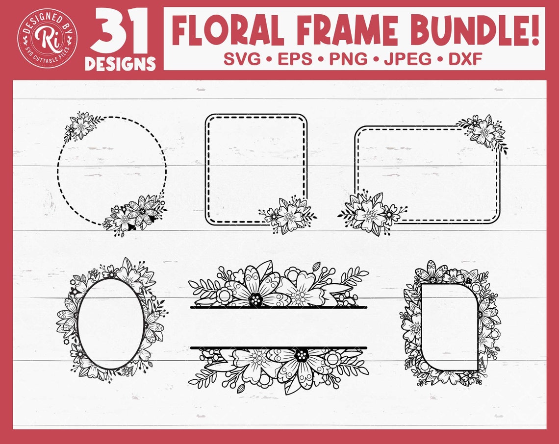 Floral Frame Svg Bundle Decorative Floral Frame Svg Floral - Etsy