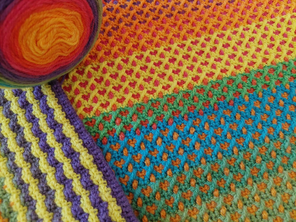 Inset Mosaic Crochet Pattern I Can See A Rainbow. Chart, Written ...