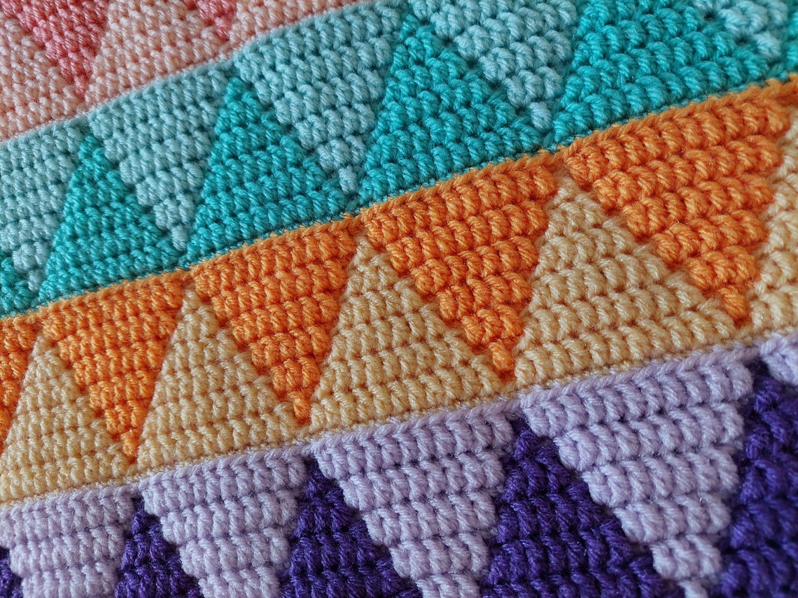 Mosaic Crochet Triangles Pattern Fruit Punch. Chart. Scrap - Etsy