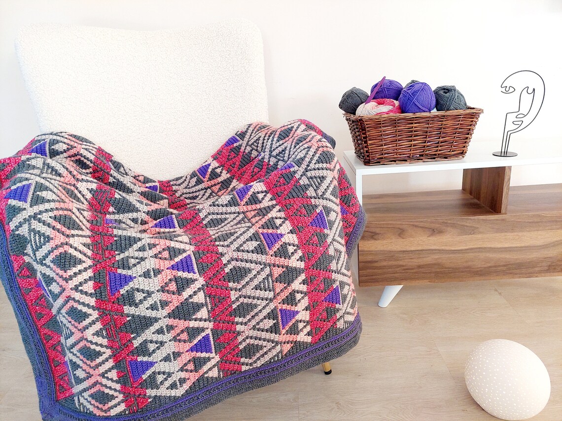 Geometric Mosaic Crochet Afghan/blanket Pattern Awesome Mood. - Etsy