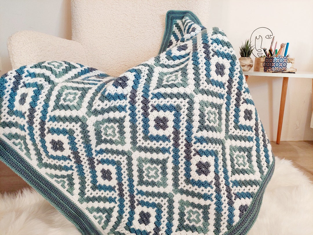 Square Away. Overlay Mosaic Crochet Afghan/blanket Pattern. Chart and ...