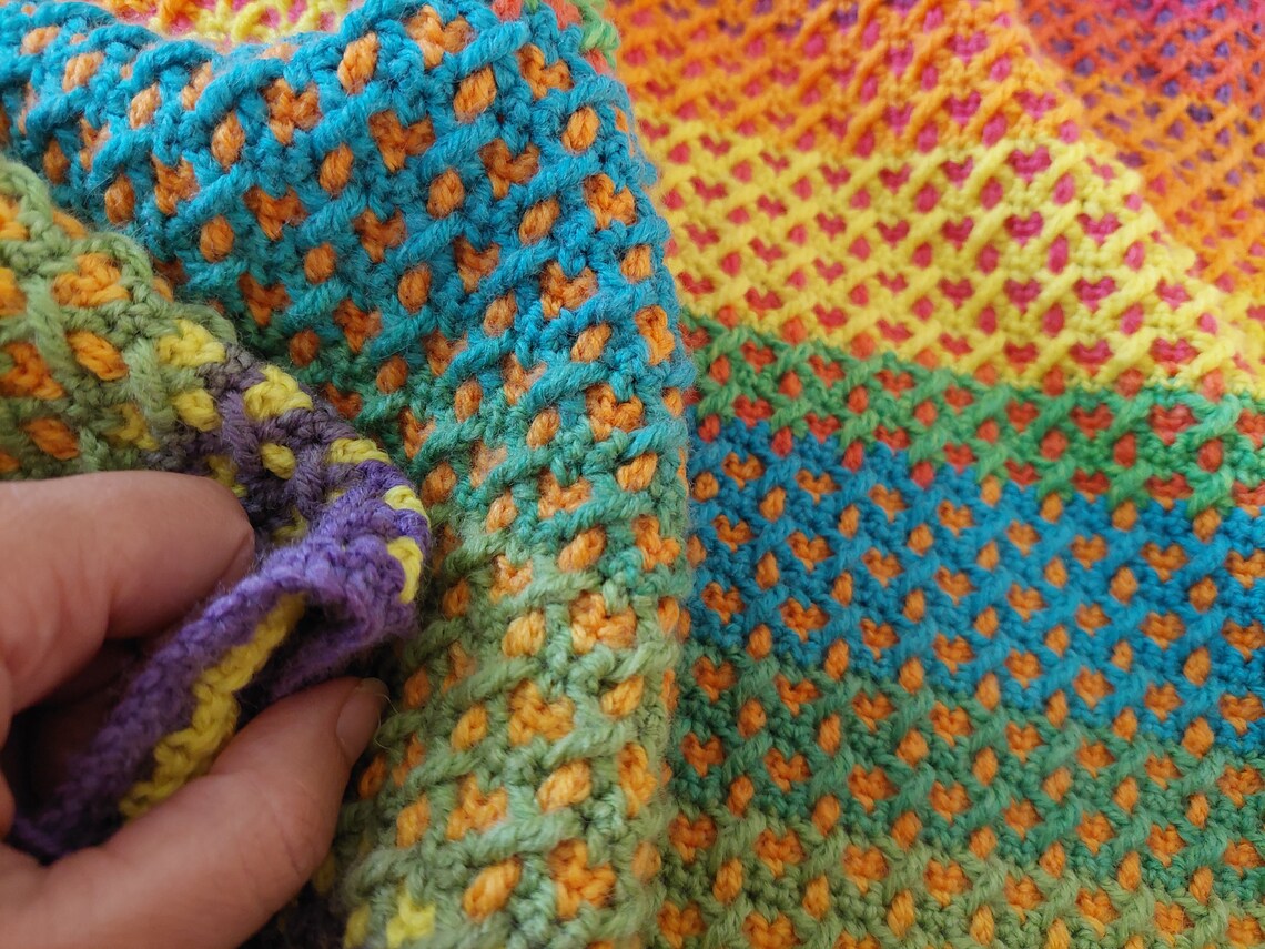 Inset Mosaic Crochet Pattern I Can See A Rainbow. Chart, Written ...