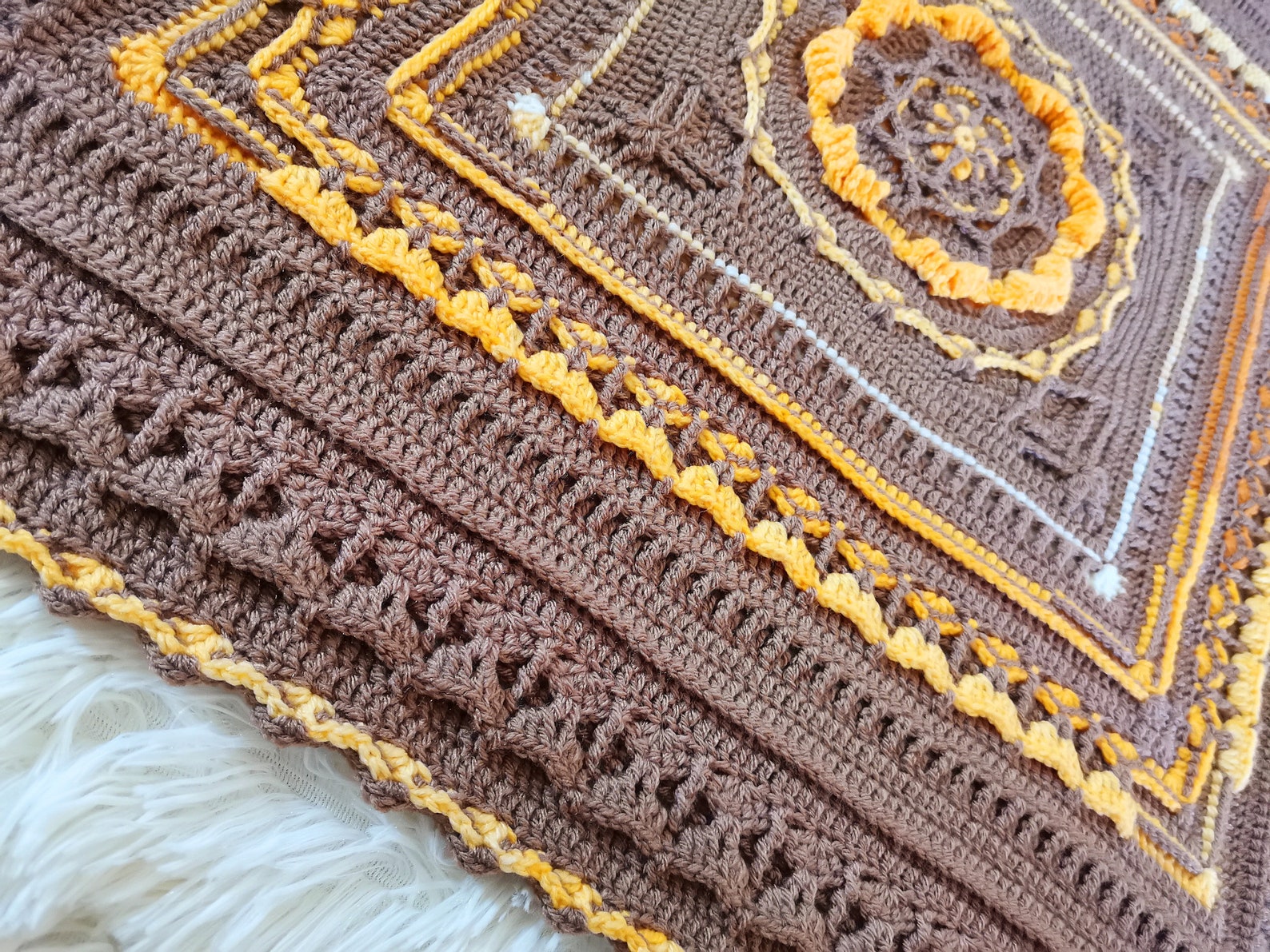 Textured Crochet Afghan/blanket Pattern Caramel Chocolate - Etsy
