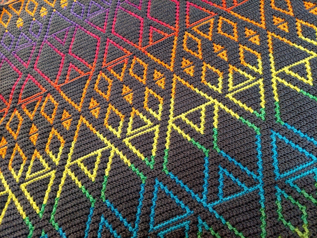 Easy Geometric Mosaic Crochet Afghan/blanket Pattern Good Mood. Gender ...