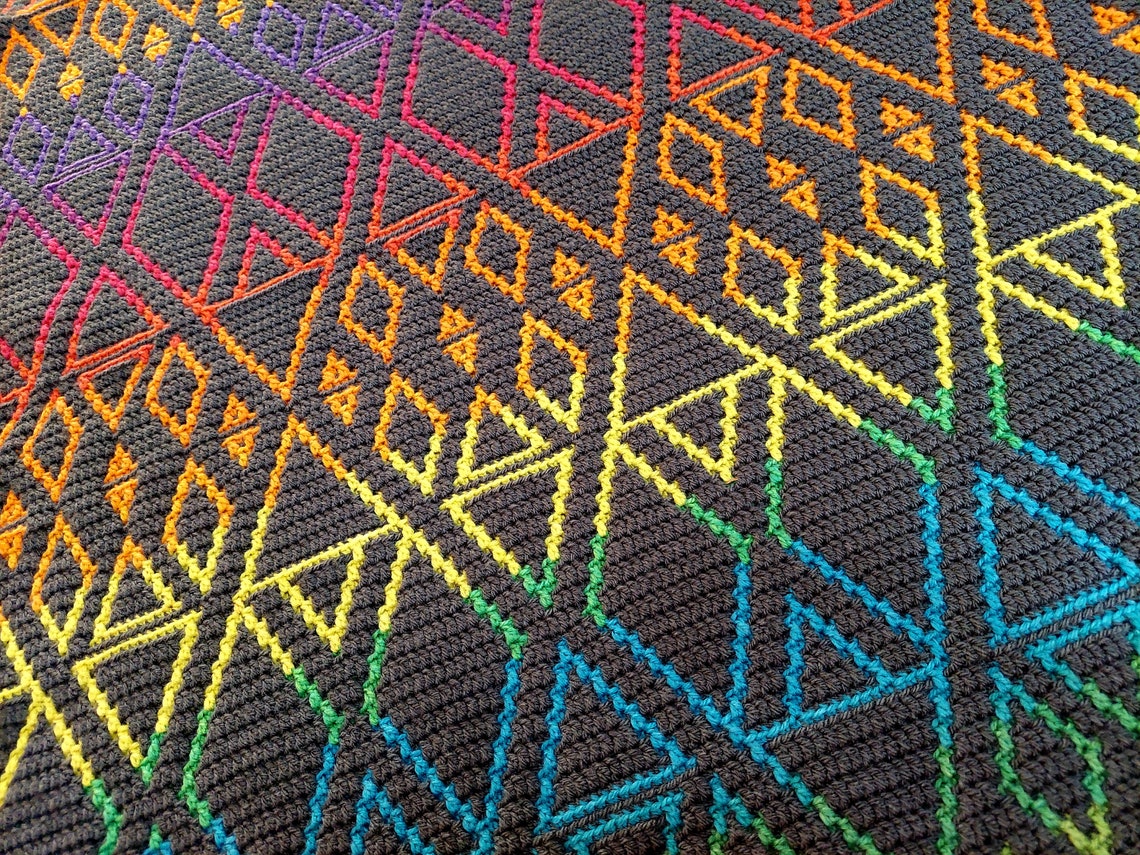 Easy Geometric Mosaic Crochet Afghan/blanket Pattern Good | Etsy