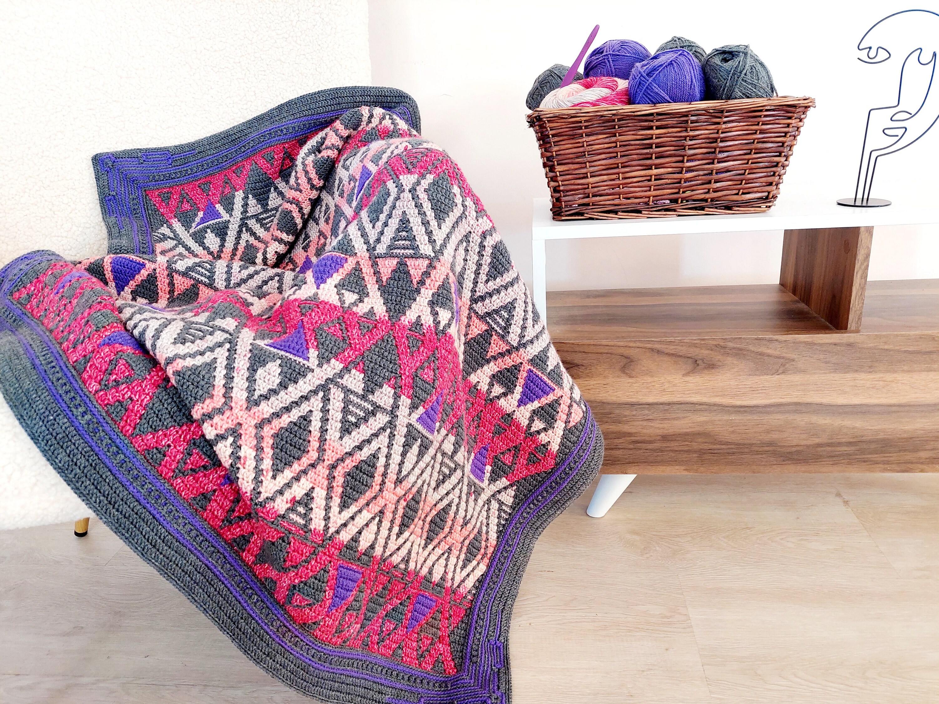 Geometric Mosaic Crochet Afghan/blanket Pattern Awesome Mood. - Etsy
