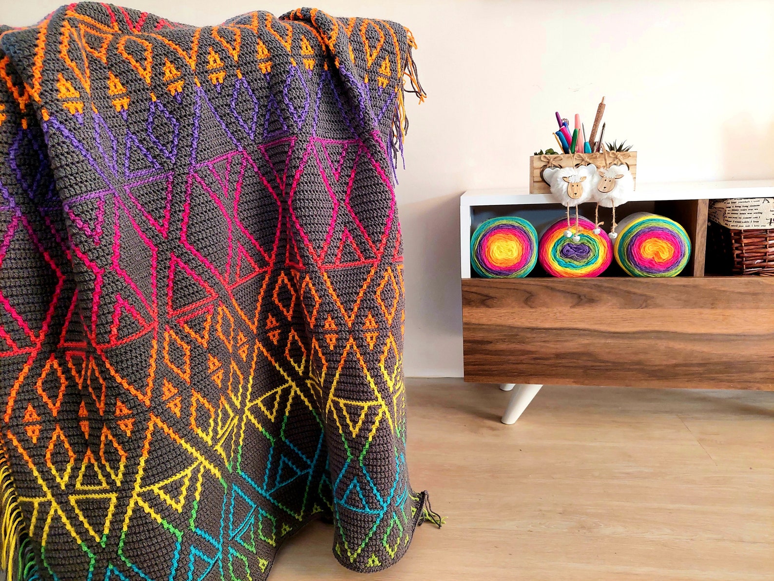 Easy Geometric Mosaic Crochet Afghan/blanket Pattern Good - Etsy