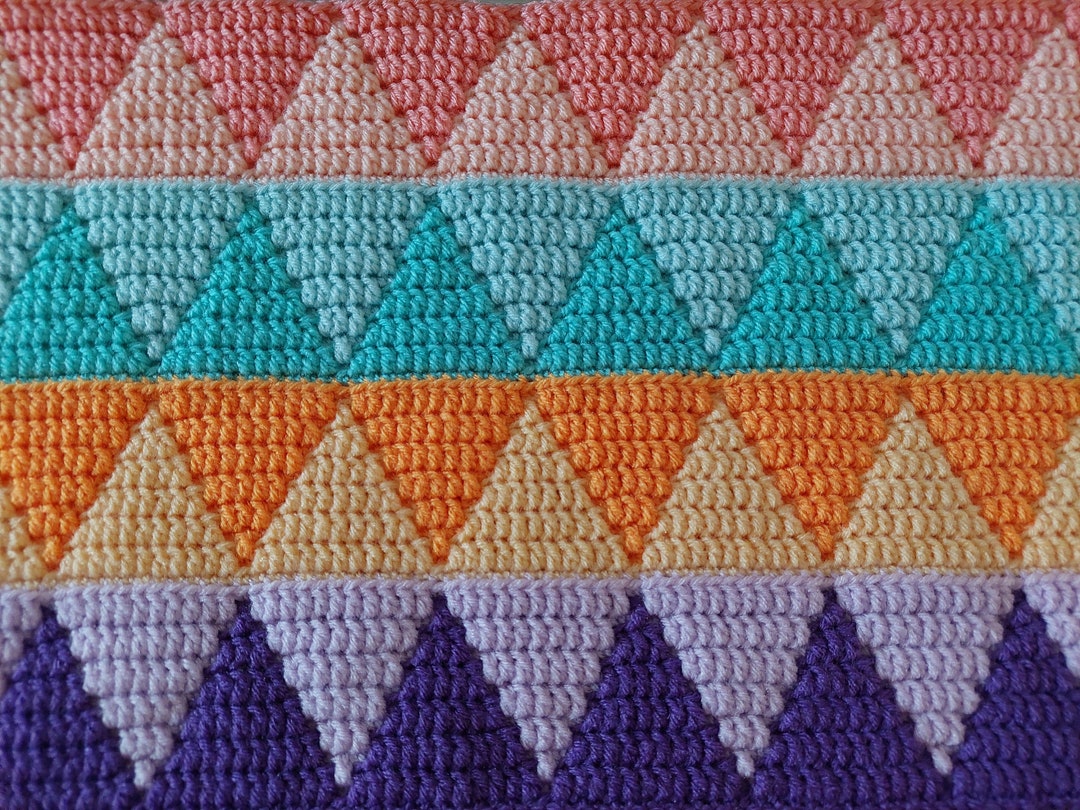 Mosaic Crochet Triangles Pattern Fruit Punch. Chart. Scrap Blanket ...