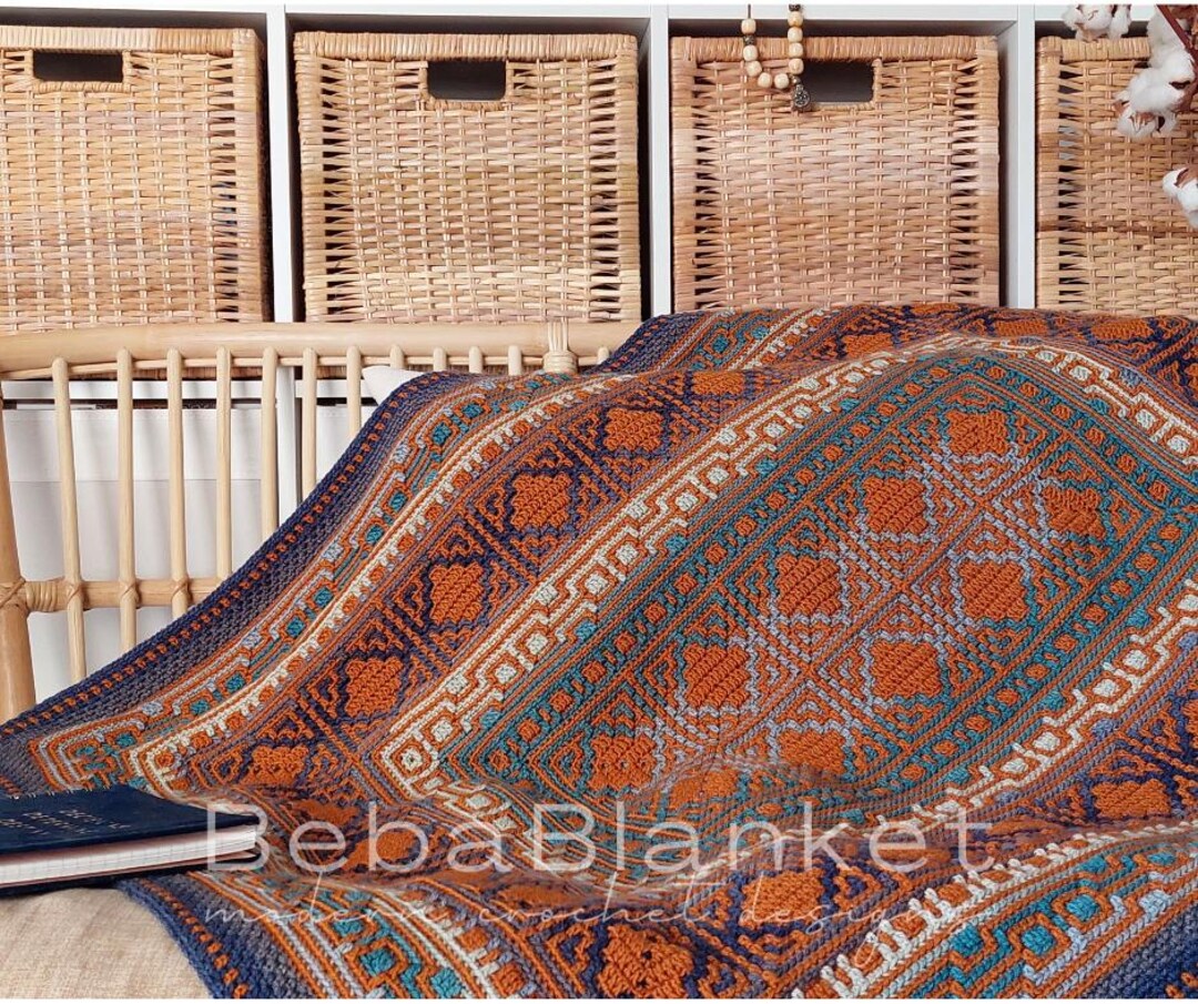 Rectangular Center-out Overlay Mosaic Crochet in Rounds Blanket/afghan ...