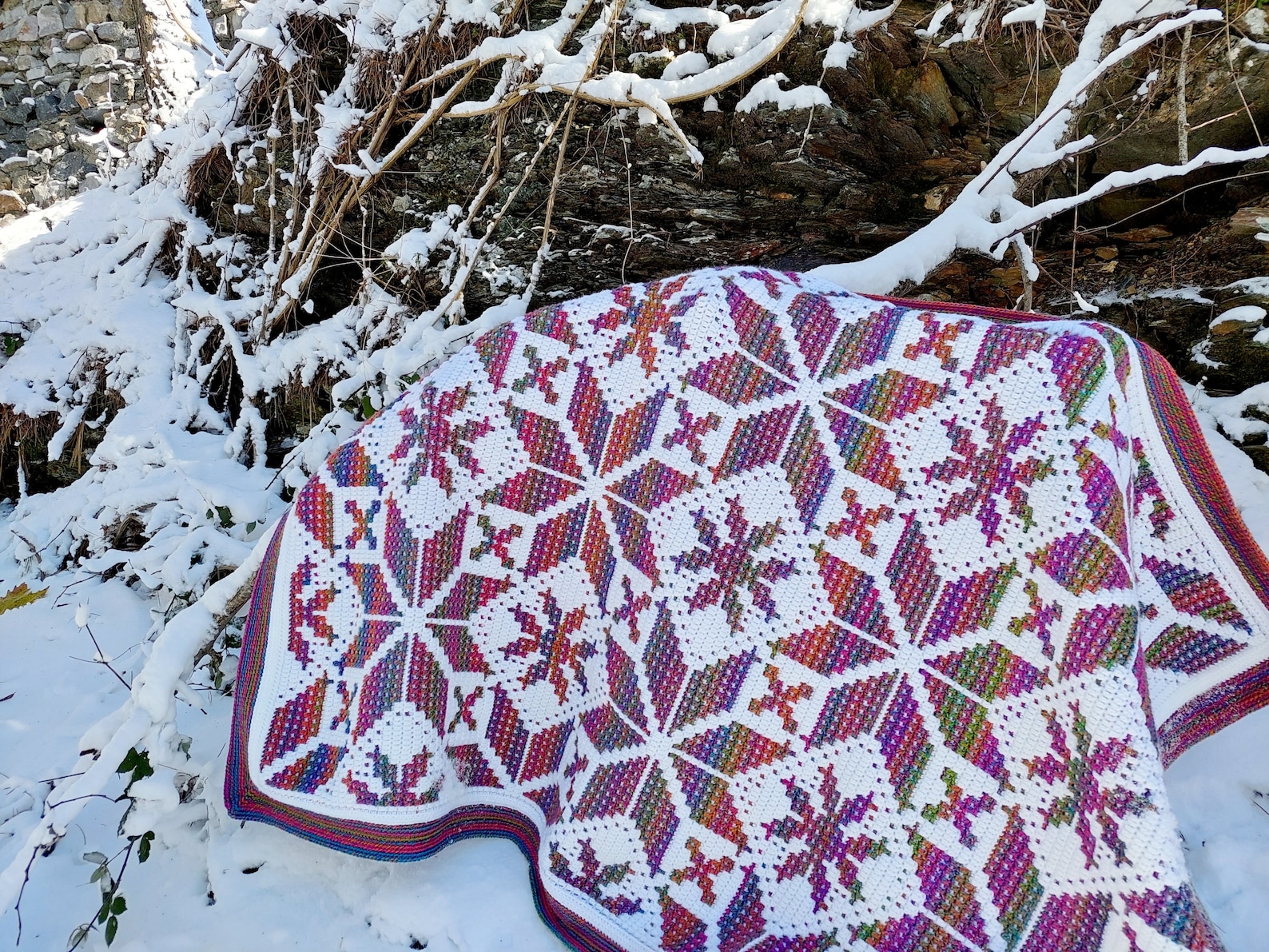 Overlay Mosaic Crochet Afghan/blanket Pattern Christmassy - Etsy