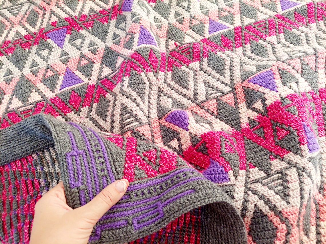 Geometric Mosaic Crochet Afghan/blanket Pattern Awesome Mood. - Etsy
