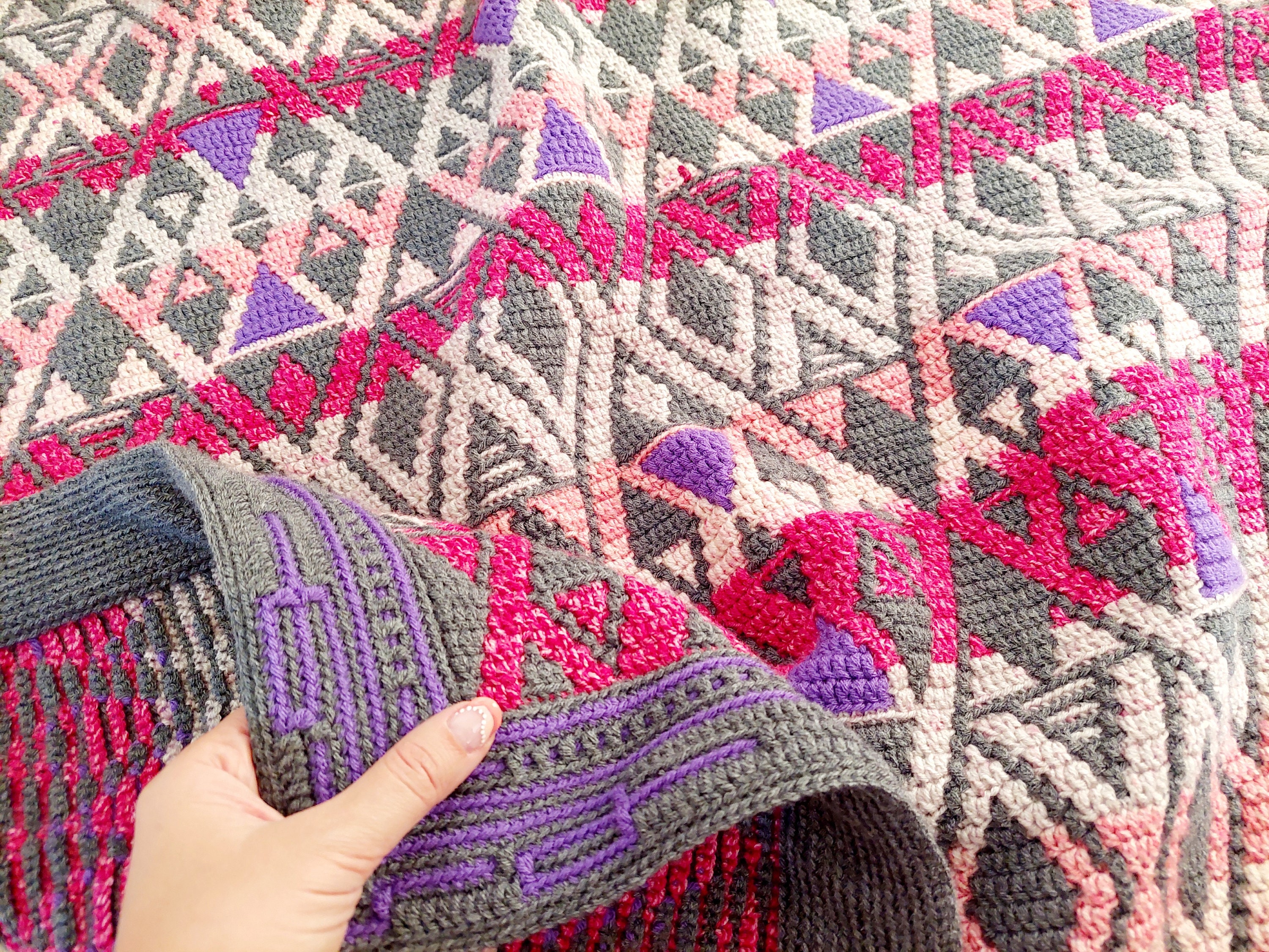 Geometric Mosaic Crochet Afghan/blanket Pattern Awesome Mood. - Etsy