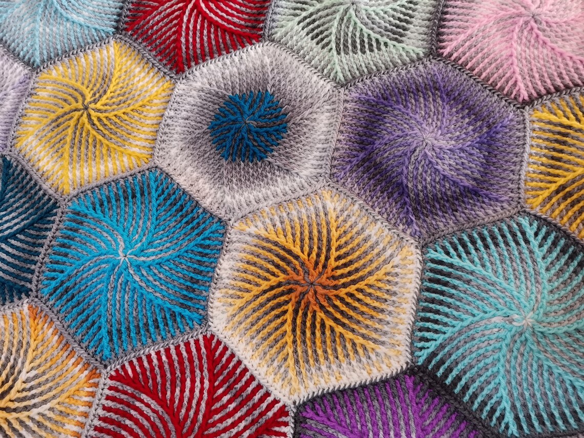 SWIRLY CANDY: Brioche Crochet Hexagon Pattern. Written Instructions ...
