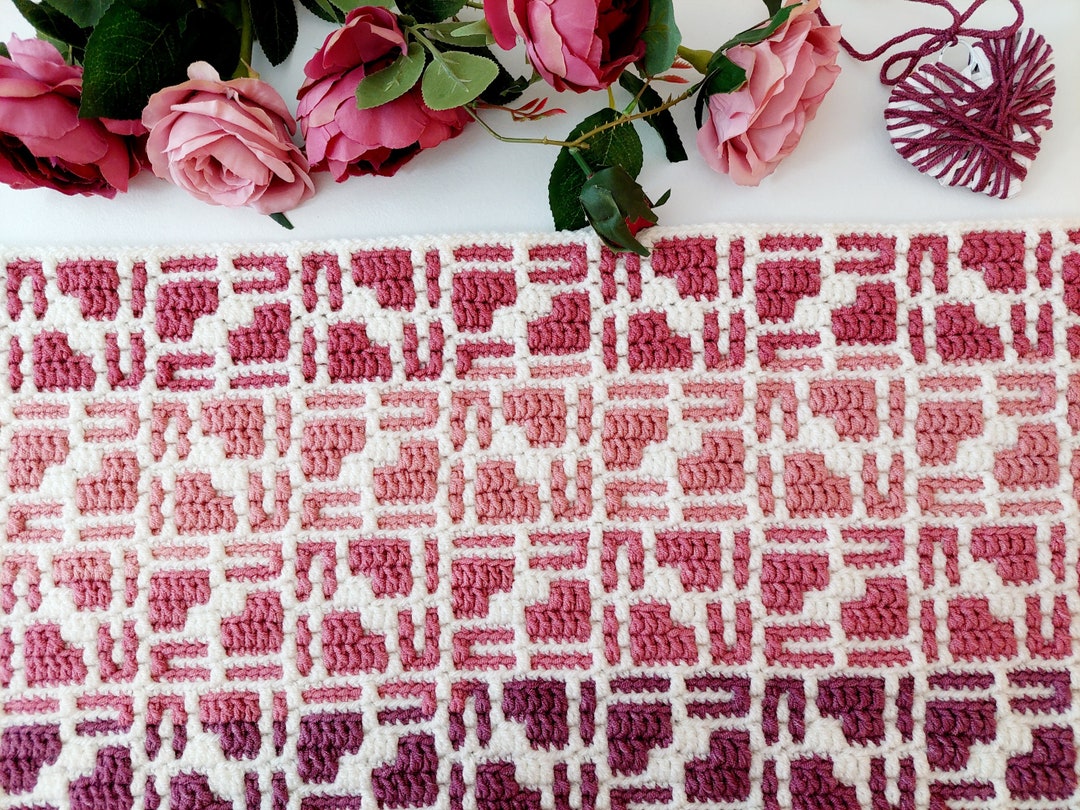 Overlay Mosaic Crochet in Rows Afghan/blanket Pattern LOVE PUZZLE ...