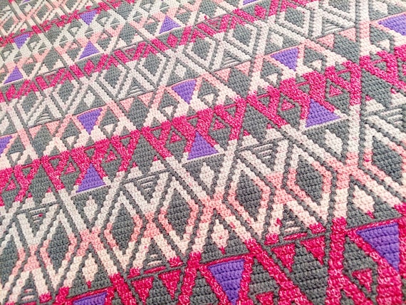 Geometric Mosaic Crochet Afghan/blanket Pattern Awesome Mood. - Etsy