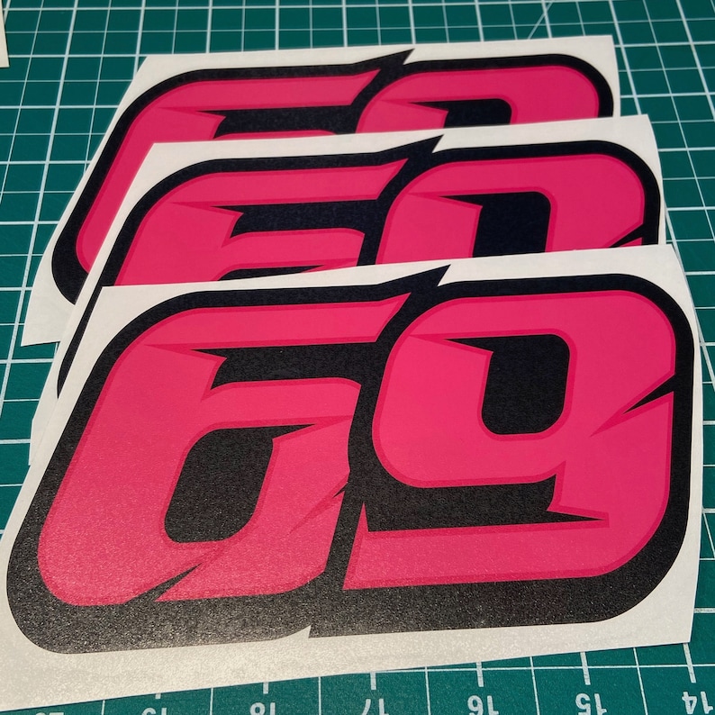 3 X Custom Racing Numbers Vinyl Stickers Decals Race | Etsy