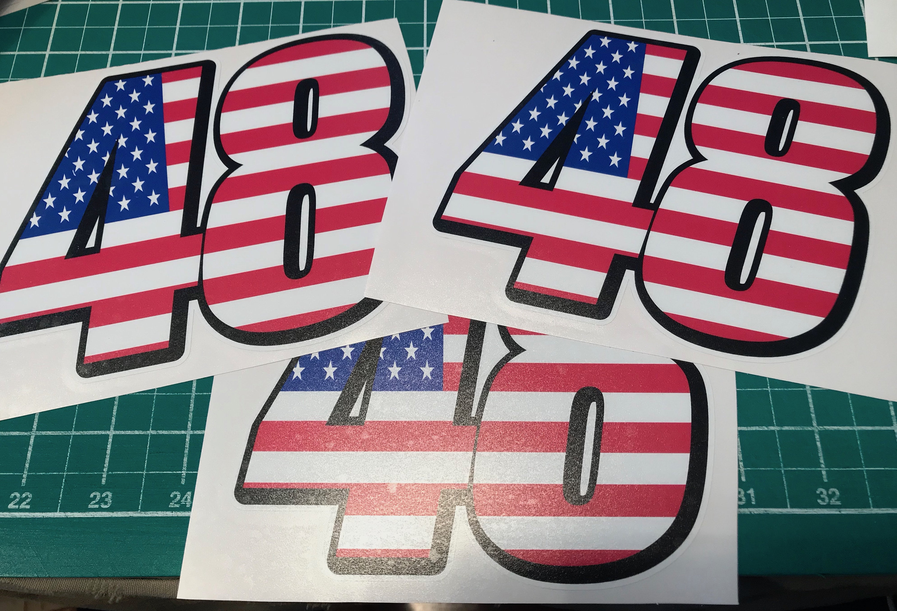 3 X Custom Racing Numbers USA FLAG Vinyl Stickers/decals | Etsy