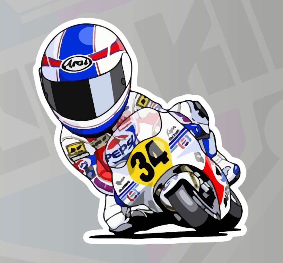 Kevin Shwantz MotoGP Cartoon Racer Motorcycle Sticker Decal | Etsy