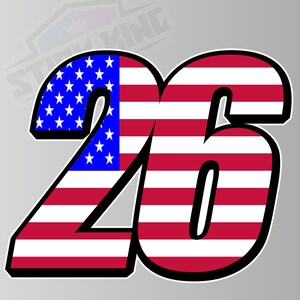 3 X Custom Racing Numbers USA FLAG - Vinyl Stickers/decals Race ...