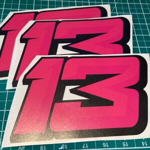3 X Custom Racing Numbers - Vinyl Stickers Decals - Race Motorcycle ...