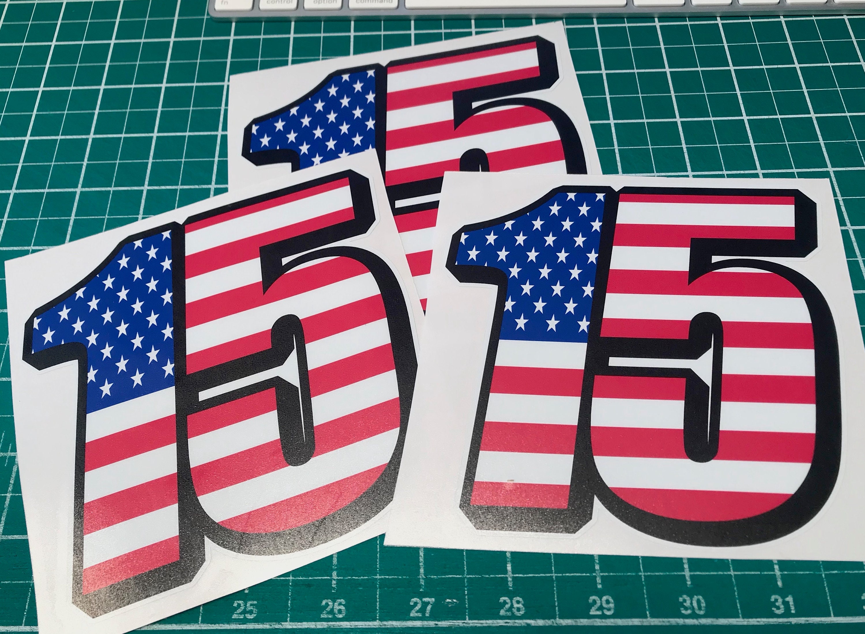3 X Custom Racing Numbers USA FLAG Vinyl Stickers/decals | Etsy