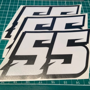 3 X Custom Racing Numbers Vinyl Stickers Decals Race Motorcycle ...