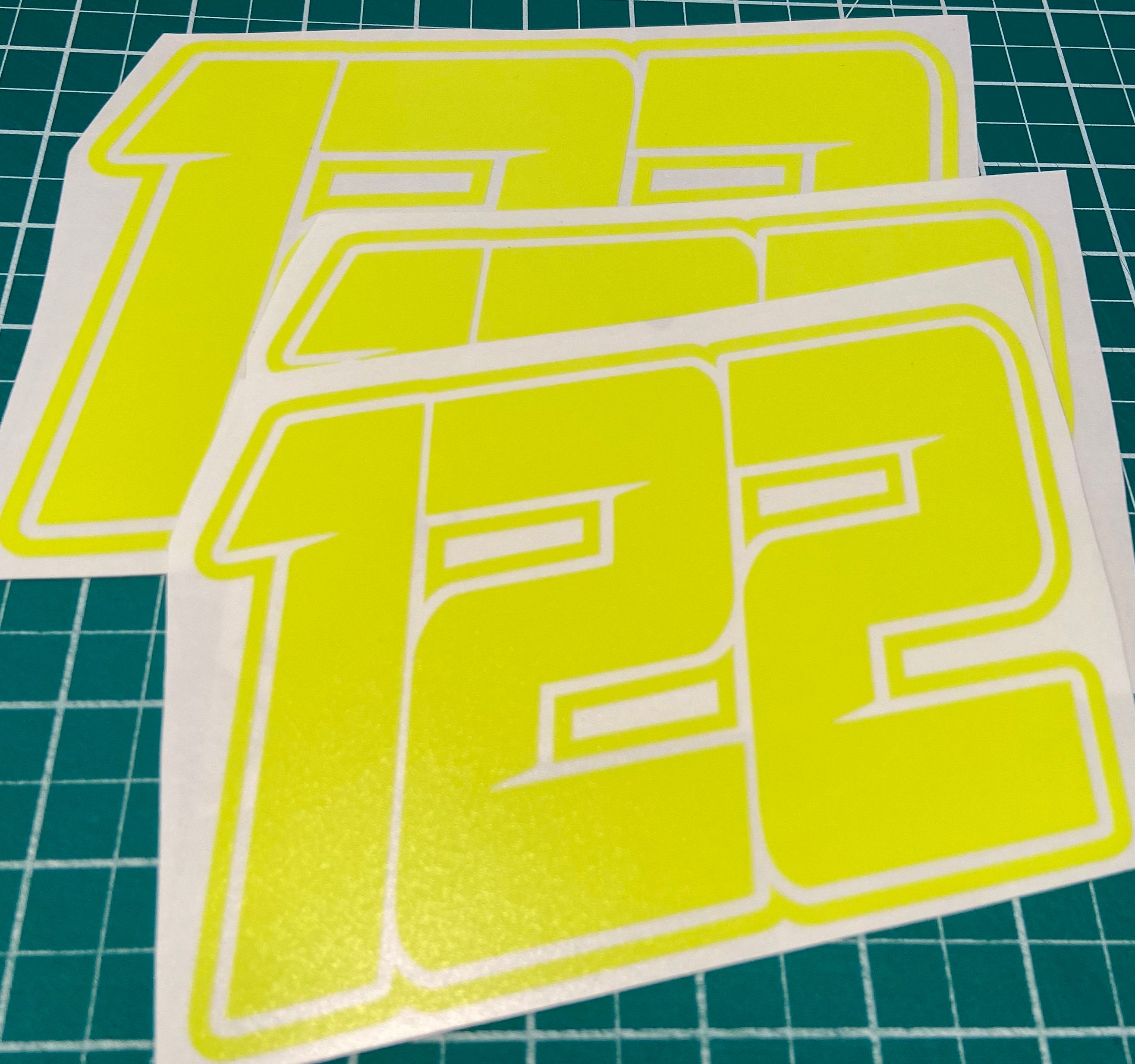 3 X Custom Race Numbers Vinyl Stickers/Decals Fluorescent | Etsy