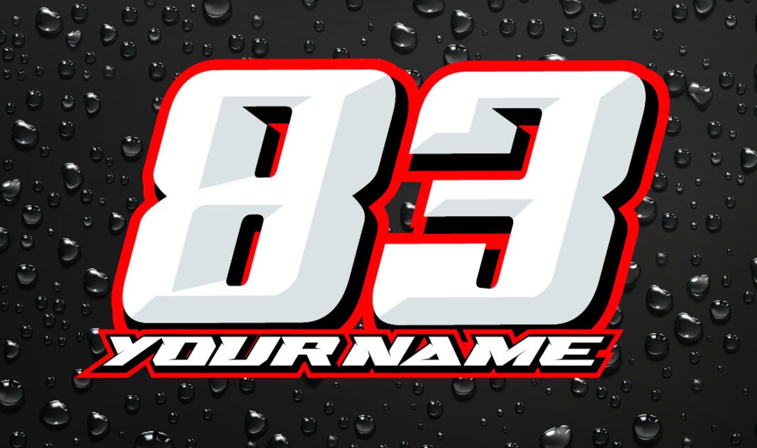 3 X Custom Racing Numbers & Name - Vinyl Stickers Decals - Race ...