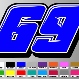 3 X Custom Racing Numbers - Vinyl Stickers Decals - Race Motorcycle ...