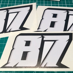 3 X Custom Racing Numbers Vinyl Stickers Decals Race Motorcycle ...