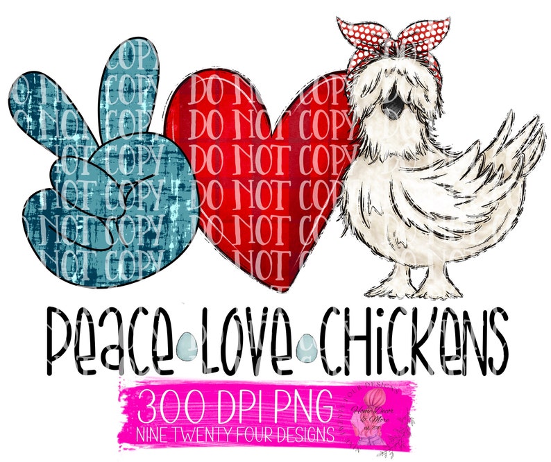 Peace Love Chickens Silkie Chicken Sublimation Print - Etsy