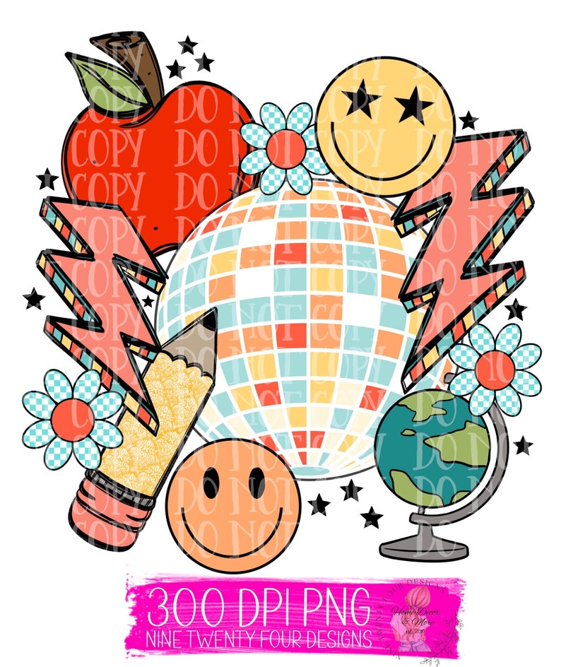 Retro School Png, Retro Png, Teacher Png, Back to School, Disco Ball ...