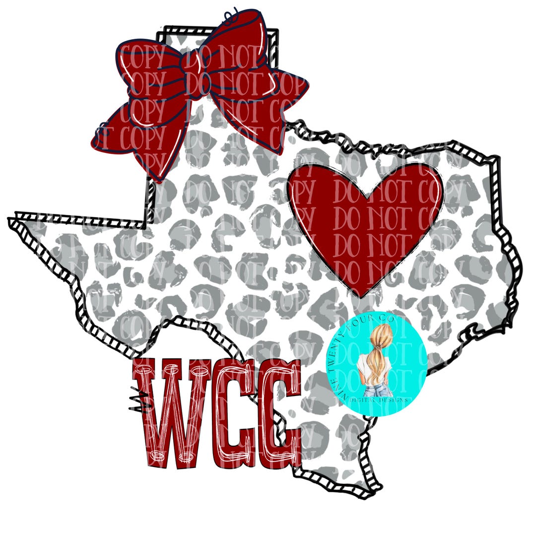 WCC Leopard Red Texas Png, State of Texas Png, Doodle State, Printable ...