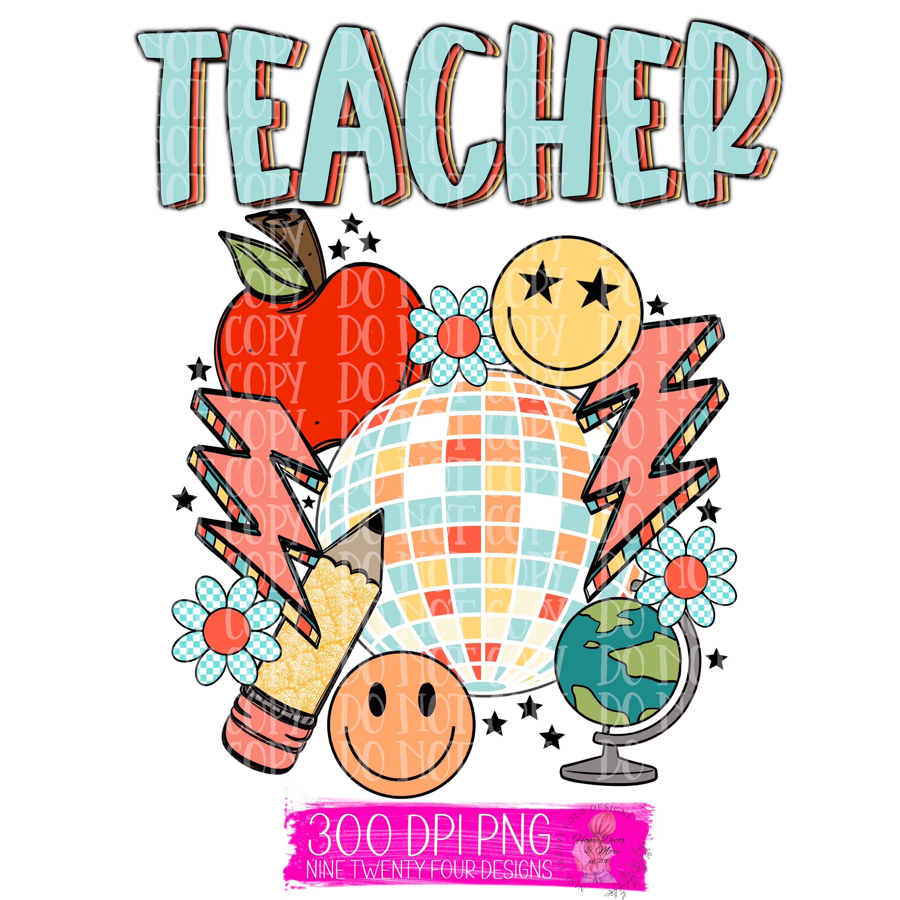 Retro Teacher Png, Retro Png, Teacher Png, Back to School, Disco Ball ...