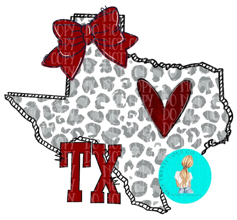 Leopard Red Texas Png, State of Texas Png, Doodle State, Printable PNG ...