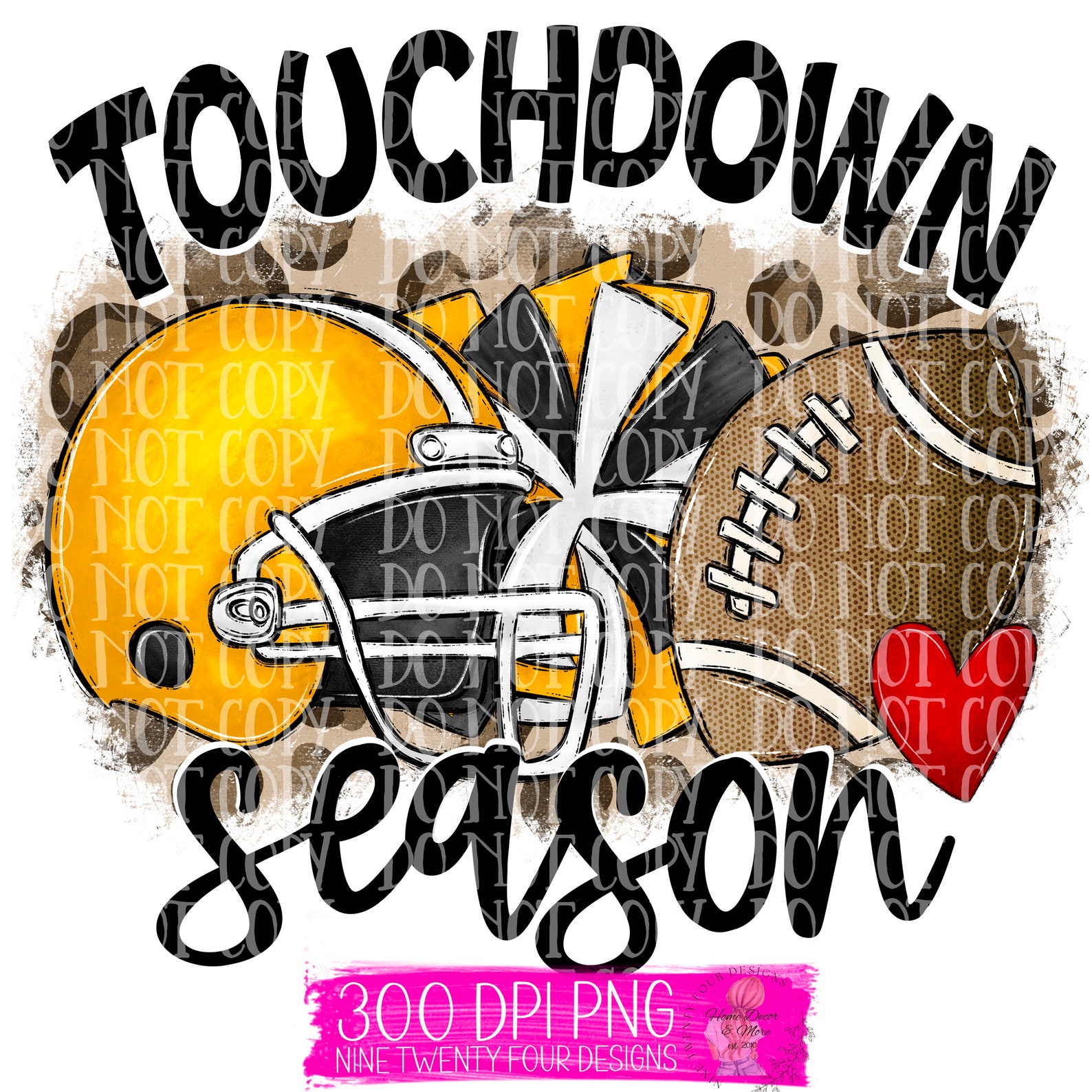 Touchdown Season Png,sublimation Design, Yellow Football, Football ...