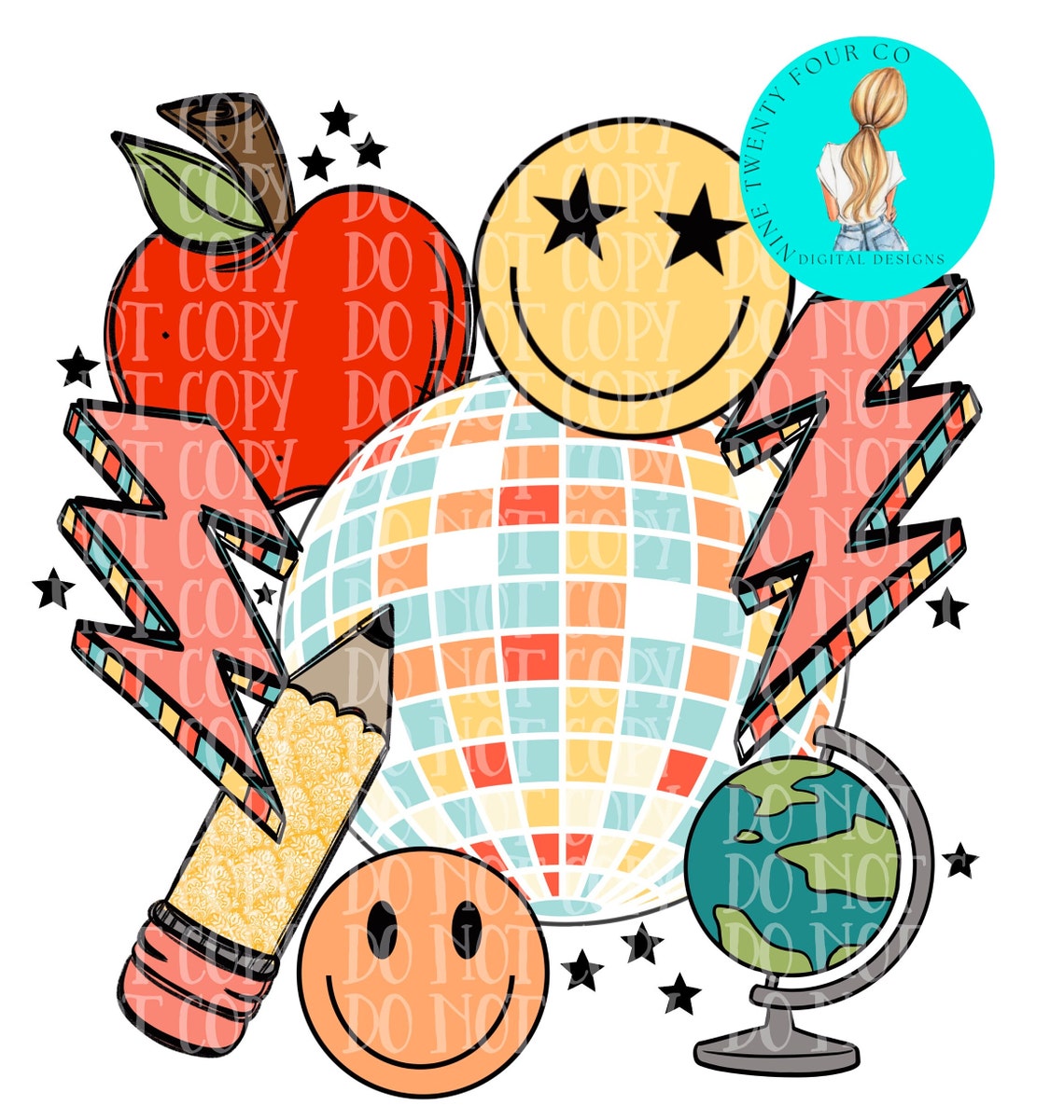 Retro School Png, Retro Png, Teacher Png, Back to School, Disco Ball ...