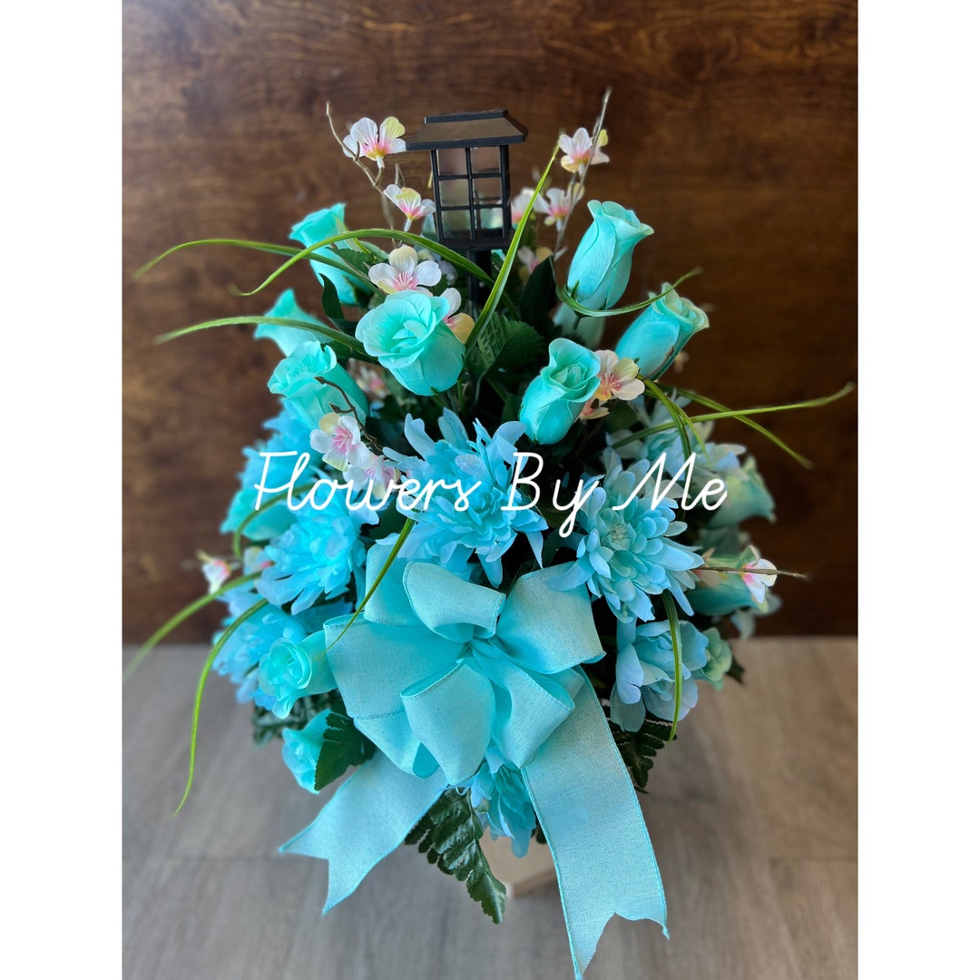 Spring Vase Arrangement for Gravesite, Mother’s Day Silk Arrangement ...