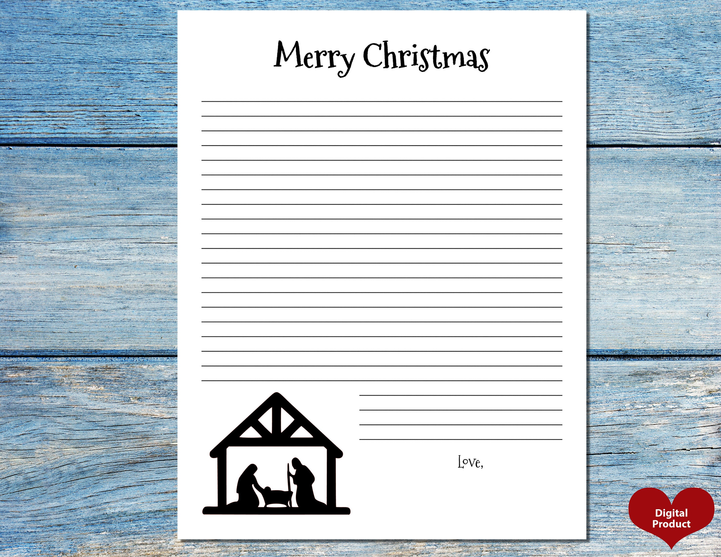 Nativity Christmas Stationary printable - Etsy