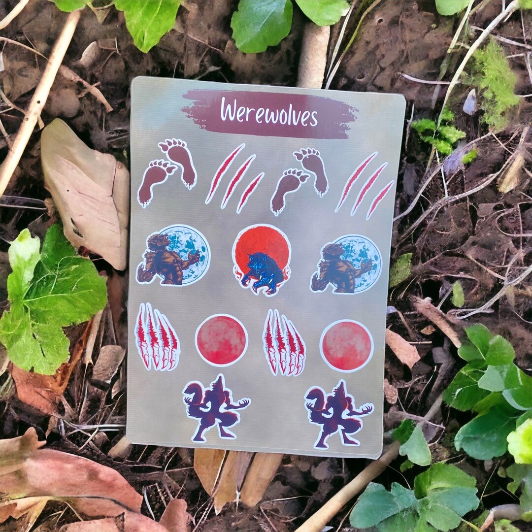 Werewolf Themed Sticker Sheets// Halloween Sticker Sheets// Spooky ...